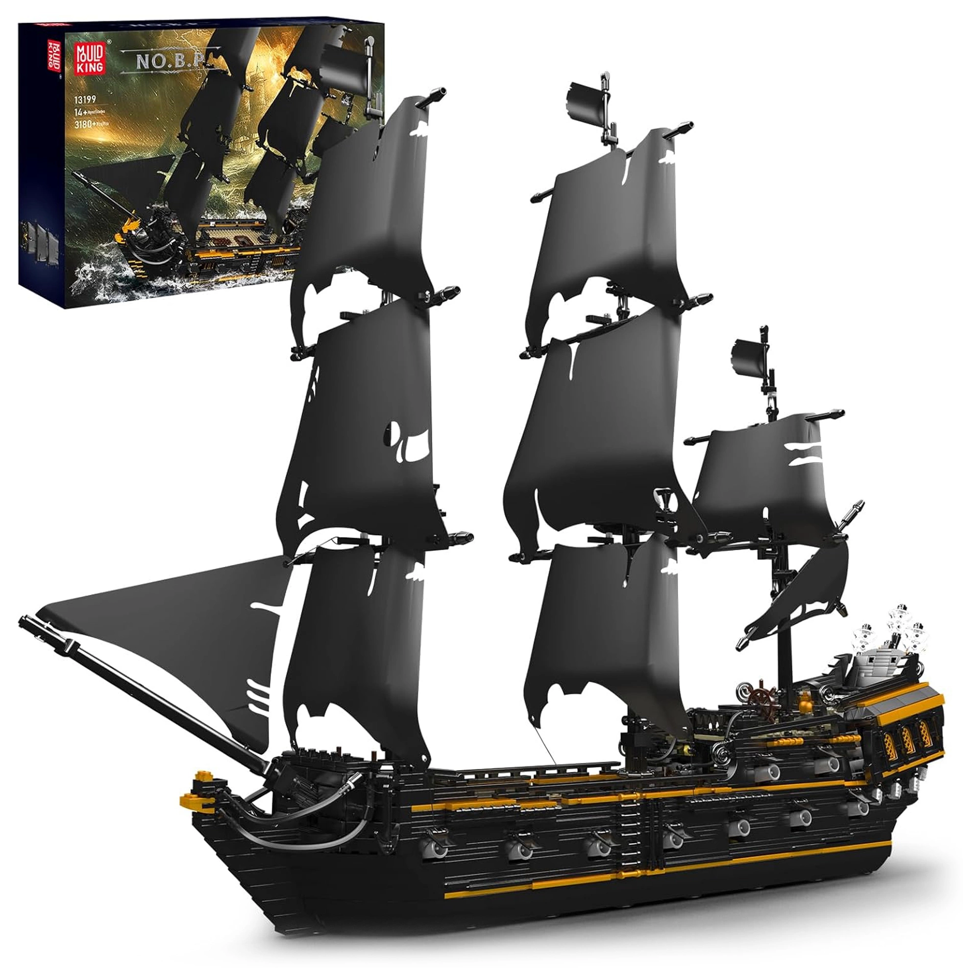 Mould King 13199 Czarna Perła Piracki Statek Klocki Konstrukcyjne 3180 ...